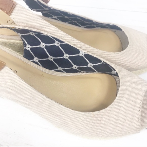 Talbots | Shoes | Talbots Beige Peep Toe Espadrille Wedge Slingback ...
